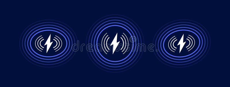 Wireless Charger Logo Set with Waves. Fast Wireless Charging Technology ...