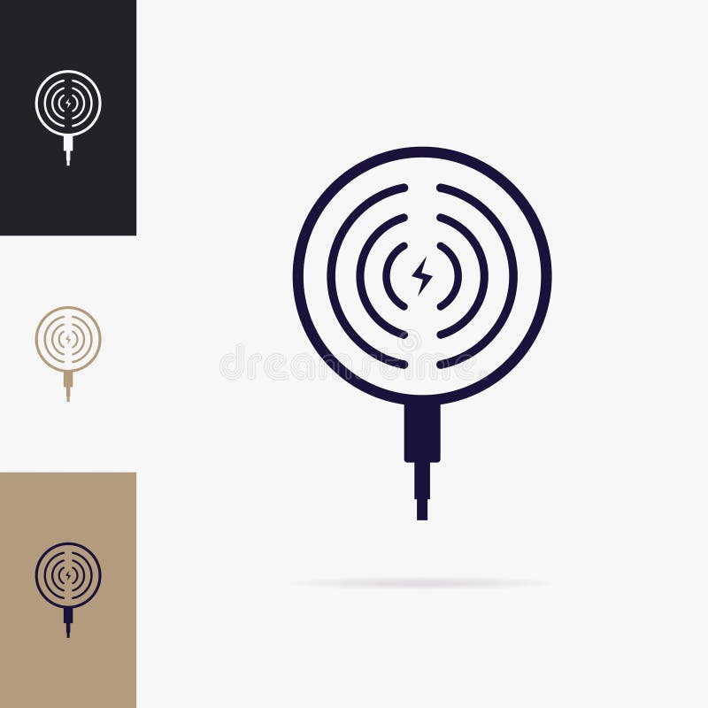 Wireless Charging Connector Icon Set Stock Vector - Illustration of ...