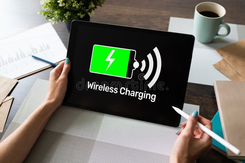 Wireless Charging Icons and Progress Bar on Device Screen. Stock Image ...