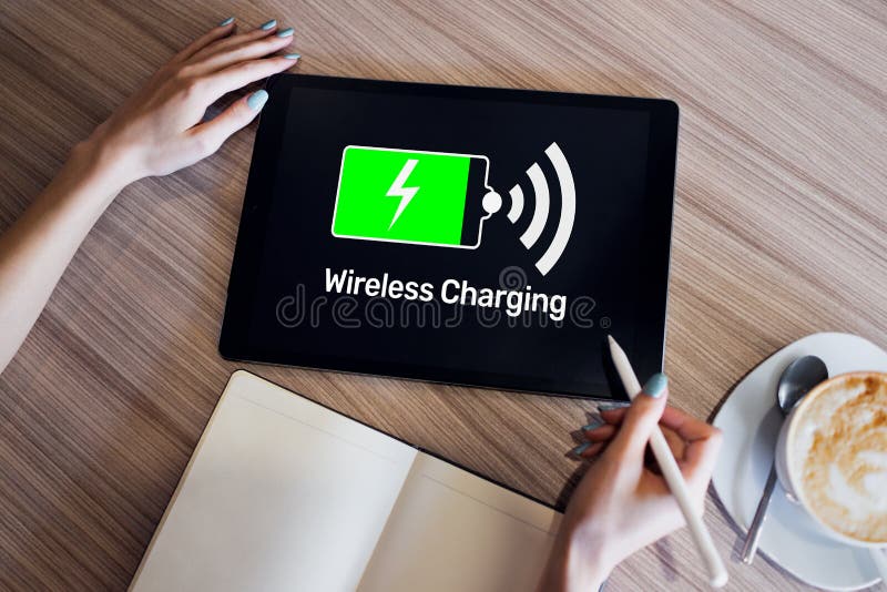 Wireless Charging Icons and Progress Bar on Device Screen. Stock Image ...
