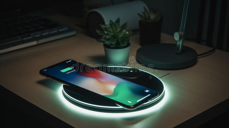Wireless Charging Pad with Glowing Lights Stock Illustration ...