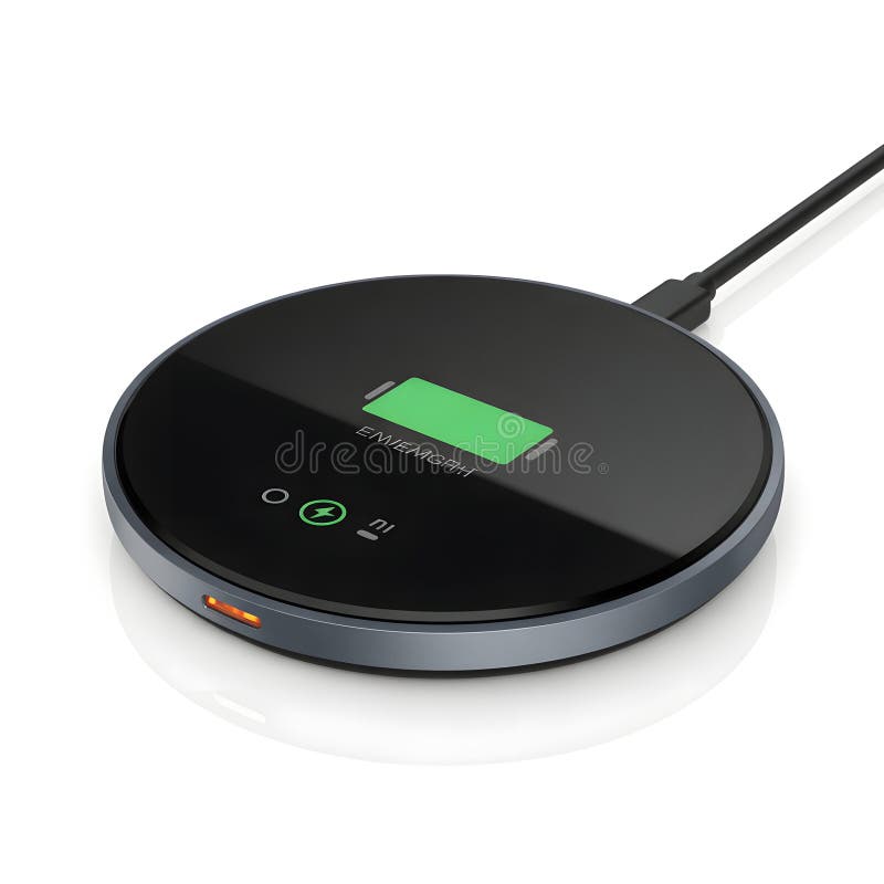 Wireless Charging Pad with LED Indicator on White Stock Illustration ...