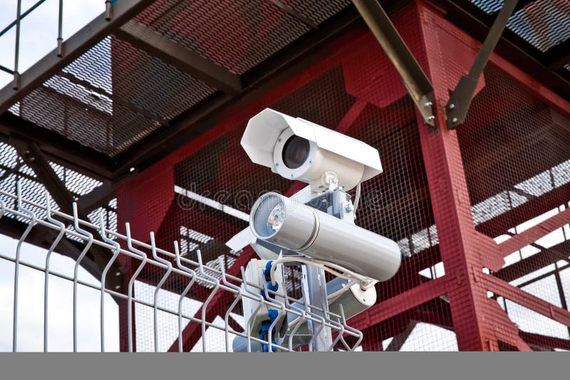 Wireless Color Security Camera with Night Vision Stock Photo - Image of ...