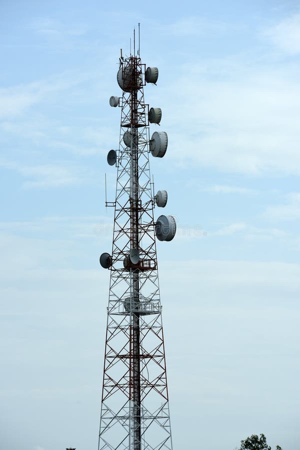 Telecommunication Tower with Antennas. Stock Photo - Image of bright ...