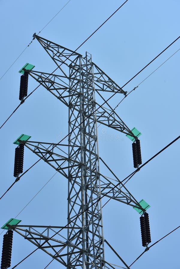 Telecommunication Tower with Antennas with Blue Sky. Stock Photo ...