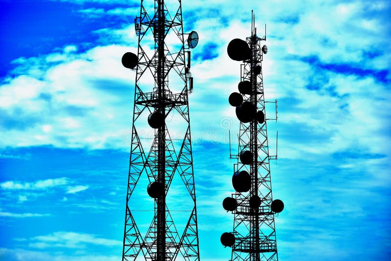 Wireless Communication Antenna with Sunrise Stock Photo - Image of ...