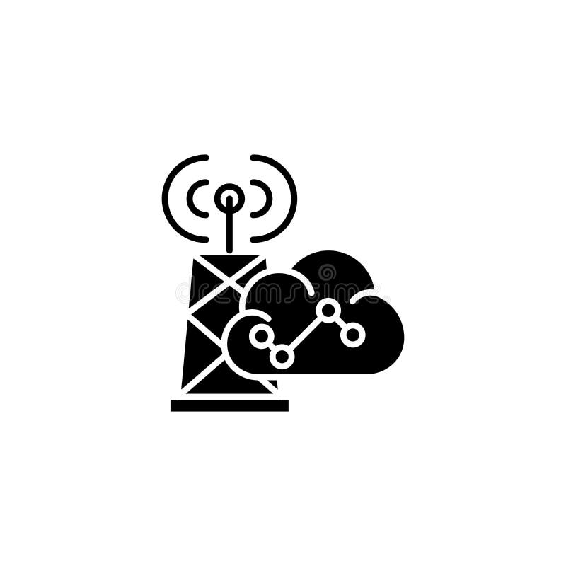 Wireless Communication Black Icon Concept. Wireless Communication Flat ...