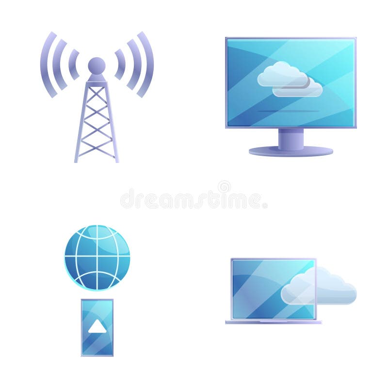 Wireless Communication Icons Set Cartoon Vector. Various Communication ...