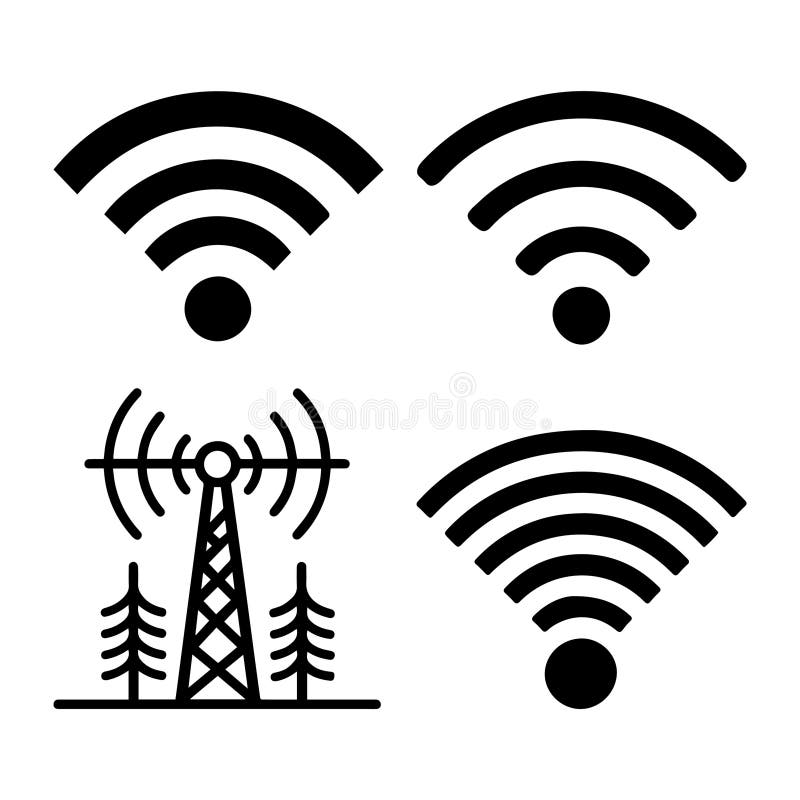 Wireless Communication Icons Wifi Antenna Illustrations and Vectors ...