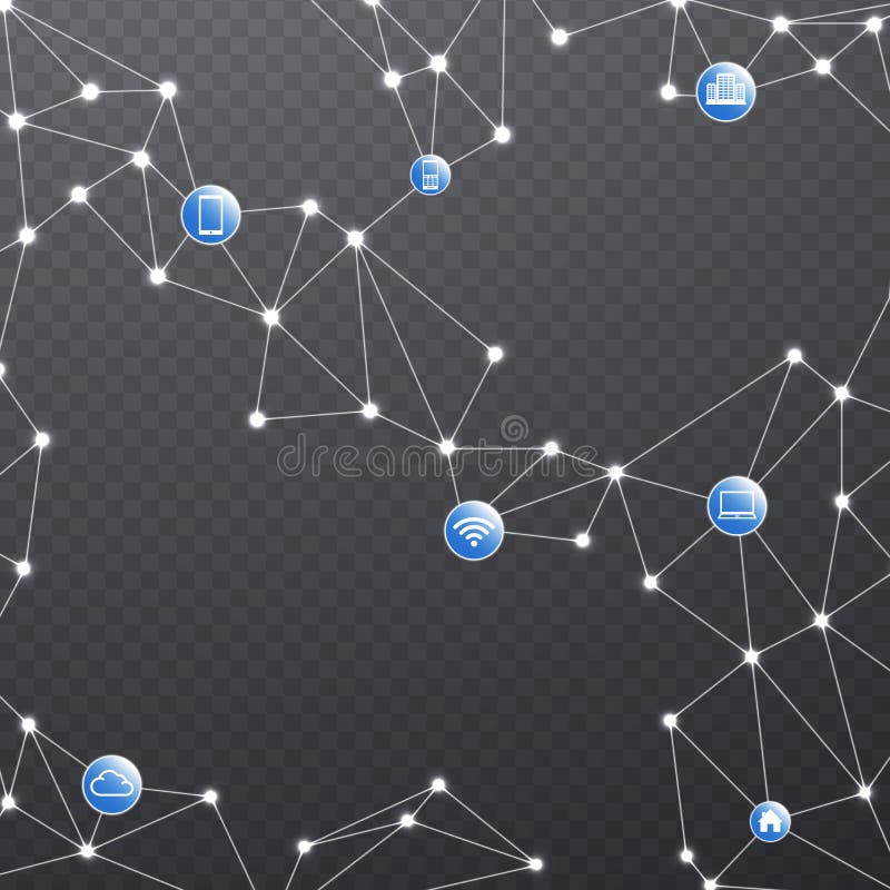 Wireless Communication Network with the Connected Devices. Stock Vector ...