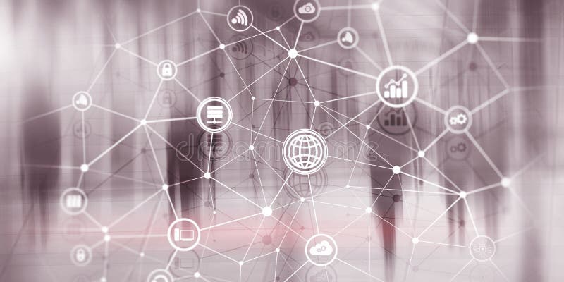 Wireless Communication Network. Diagrams with Icons on Abstract ...