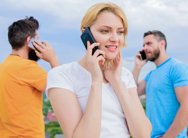 Wireless Communication People And Technology Group Of Friends Talking