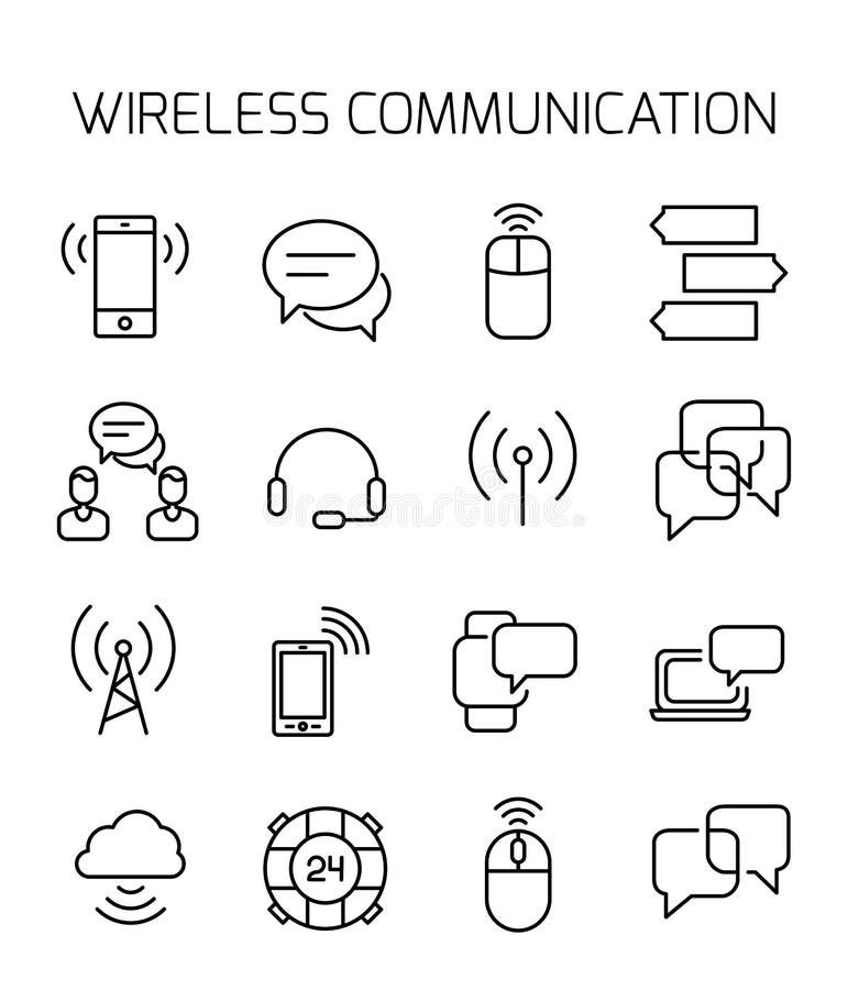 Communication Related Vector Icon Set. Stock Vector - Illustration of ...