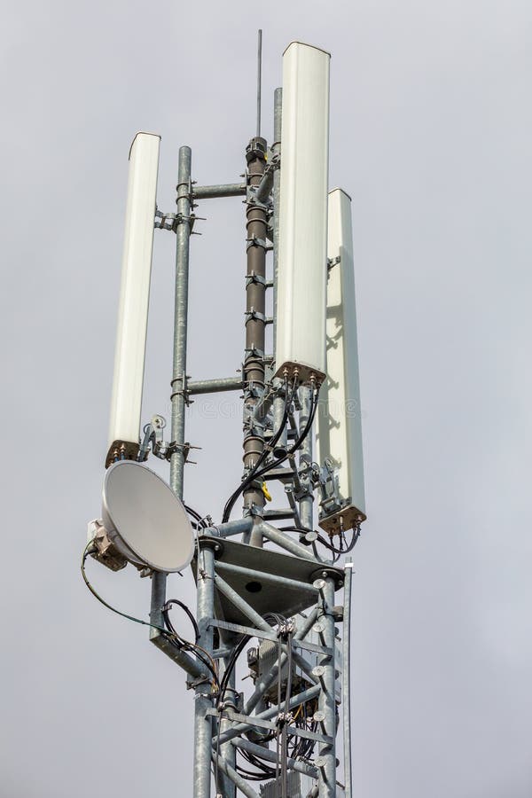 Wireless Communication Tower with Antenna Stock Photo - Image of ...