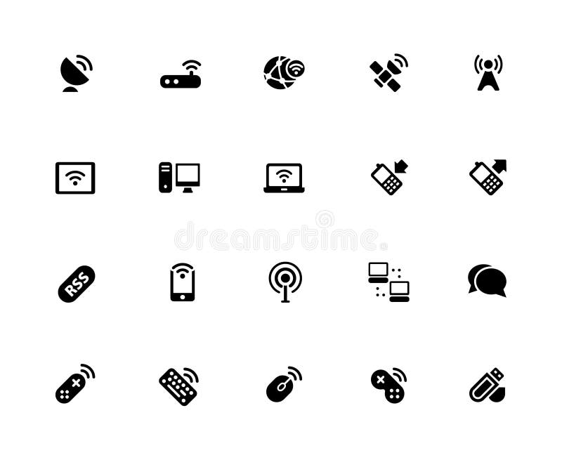 Wireless Communications Icons // 32 Pixels Icons White Series Stock ...