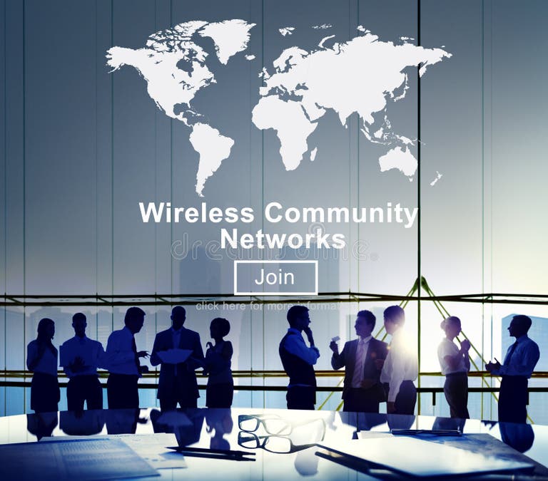 Wireless Community Network Connection Communication Concept Stock Photo ...