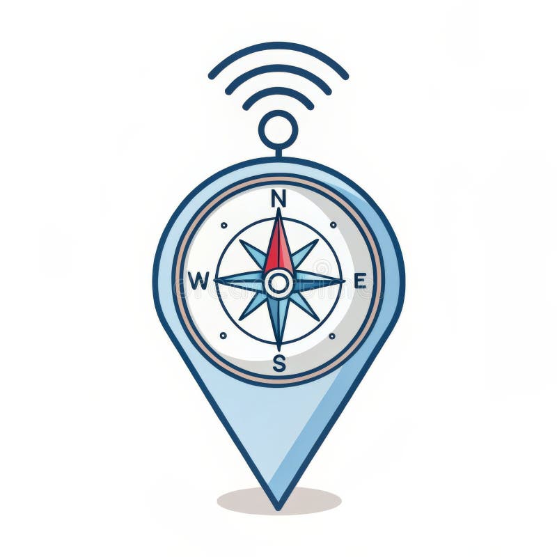 Wireless Compass Location Pointer Flat Design, Navigation, GPS, Location, Compass Stock ...