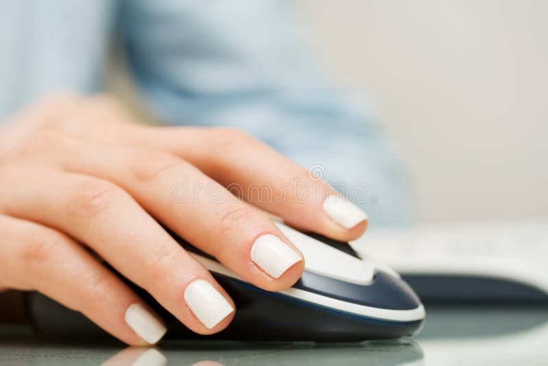 Business Woman Using Computer Mouse and Keyboard Stock Image - Image of ...
