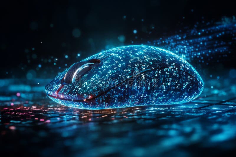 Wireless Computer Mouse Emitting Glowing Data Stream, Forming a Vibrant ...