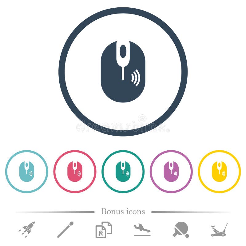 Wireless Computer Mouse Flat Color Icons in Round Outlines Stock Vector ...