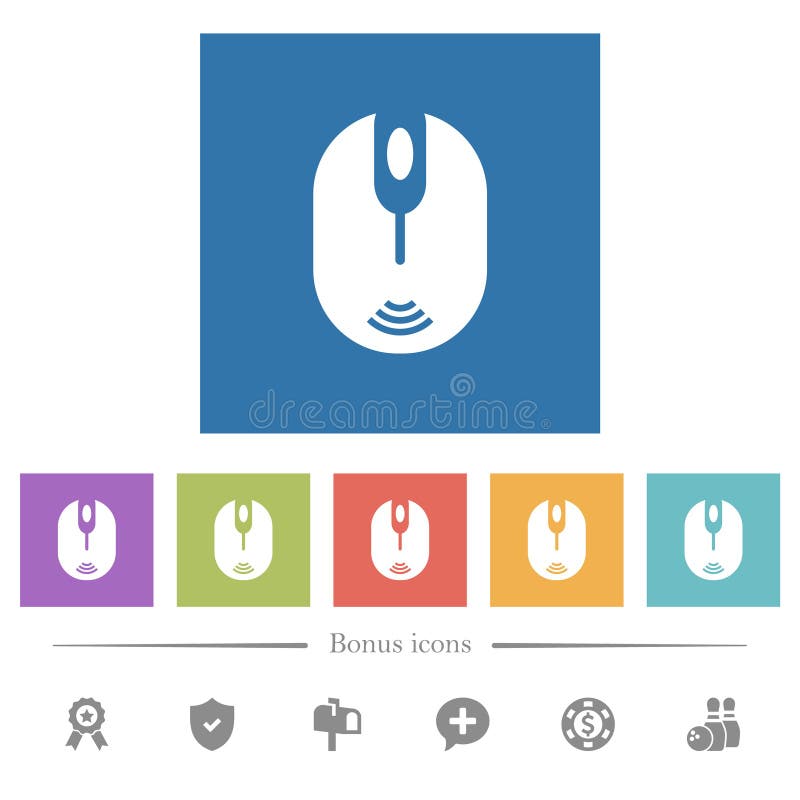 Wireless Computer Mouse Flat White Icons in Square Backgrounds Stock ...