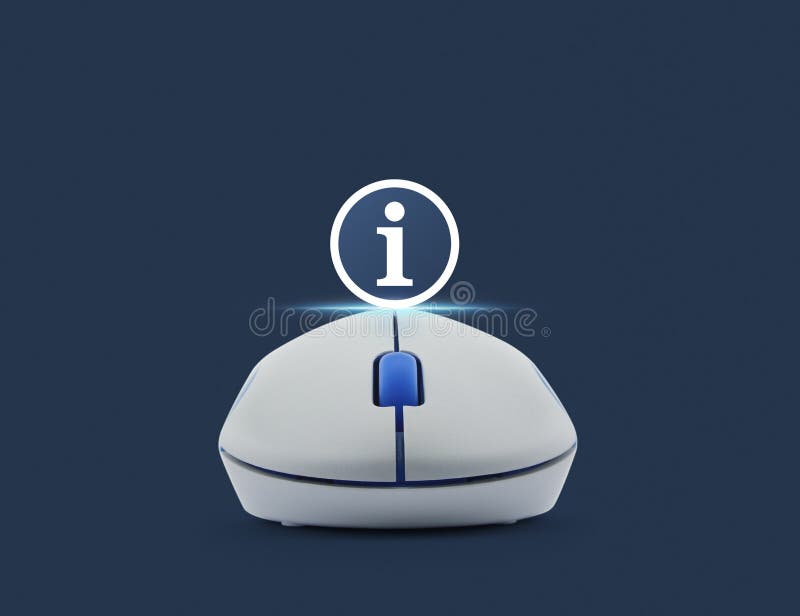 Wireless Computer Mouse with Information Sign Icon Over Blue Background ...