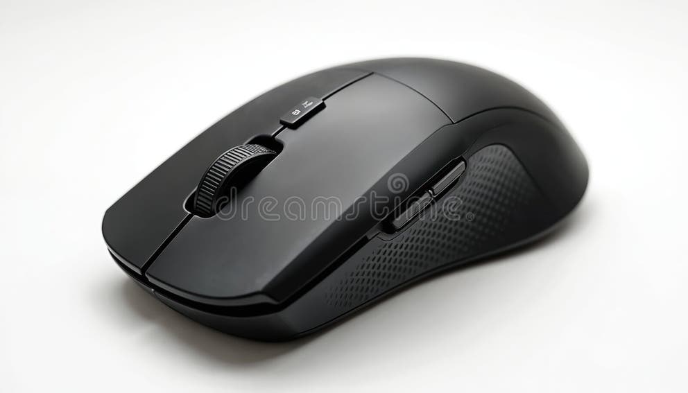 Wireless Computer Mouse Isolated on White Background. Modern Black ...