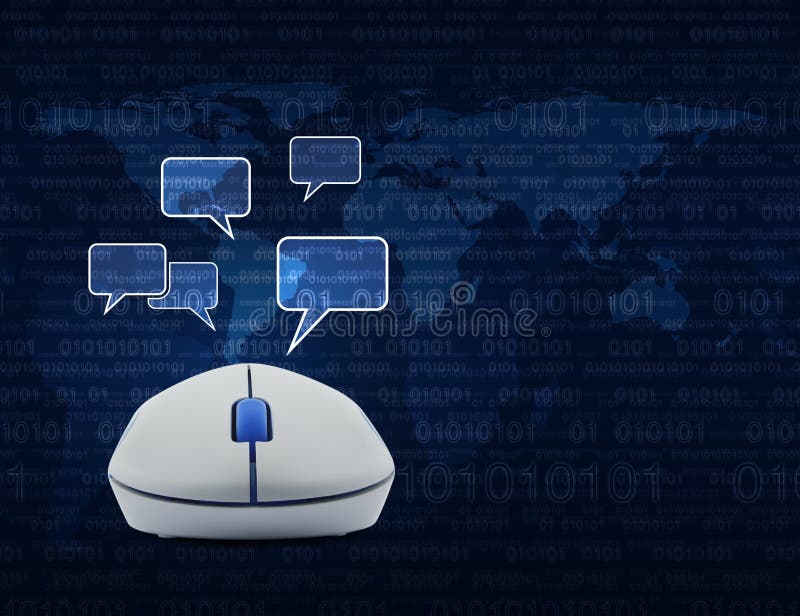 Wireless Computer Mouse with Social Chat Sign and Speech Bubbles Stock ...