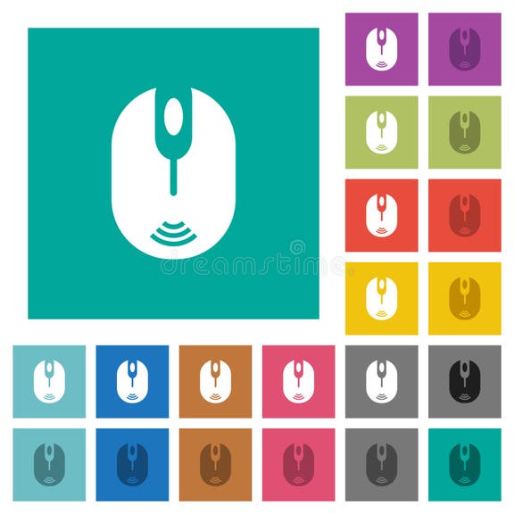 Wireless Computer Mouse Square Flat Multi Colored Icons Stock Vector ...