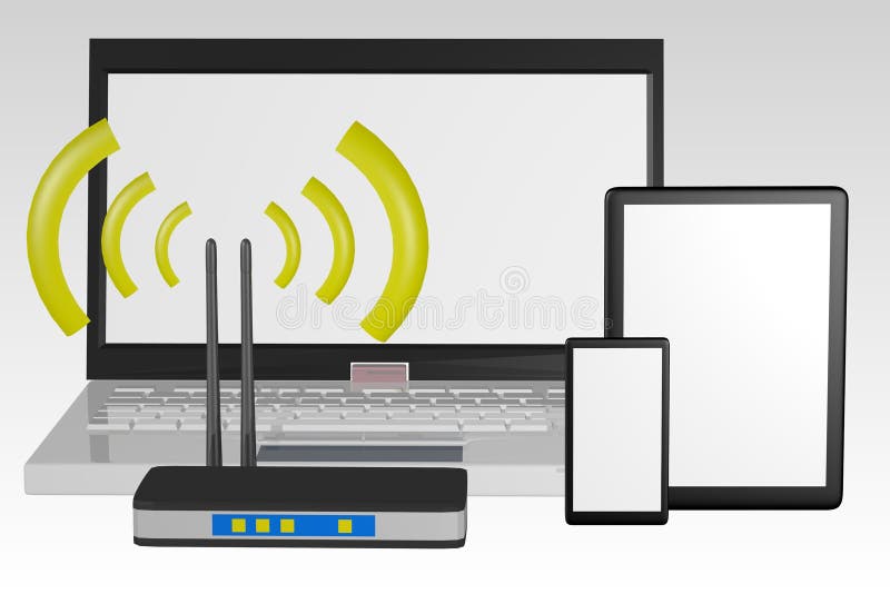 Wireless connect computer stock illustration. Illustration of internet ...