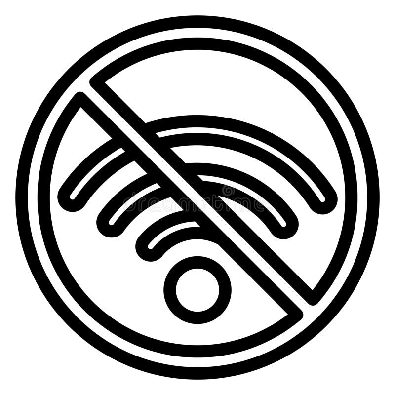 Wireless Connection Ban Line Icon, Prohibited Elements Concept. Vector ...