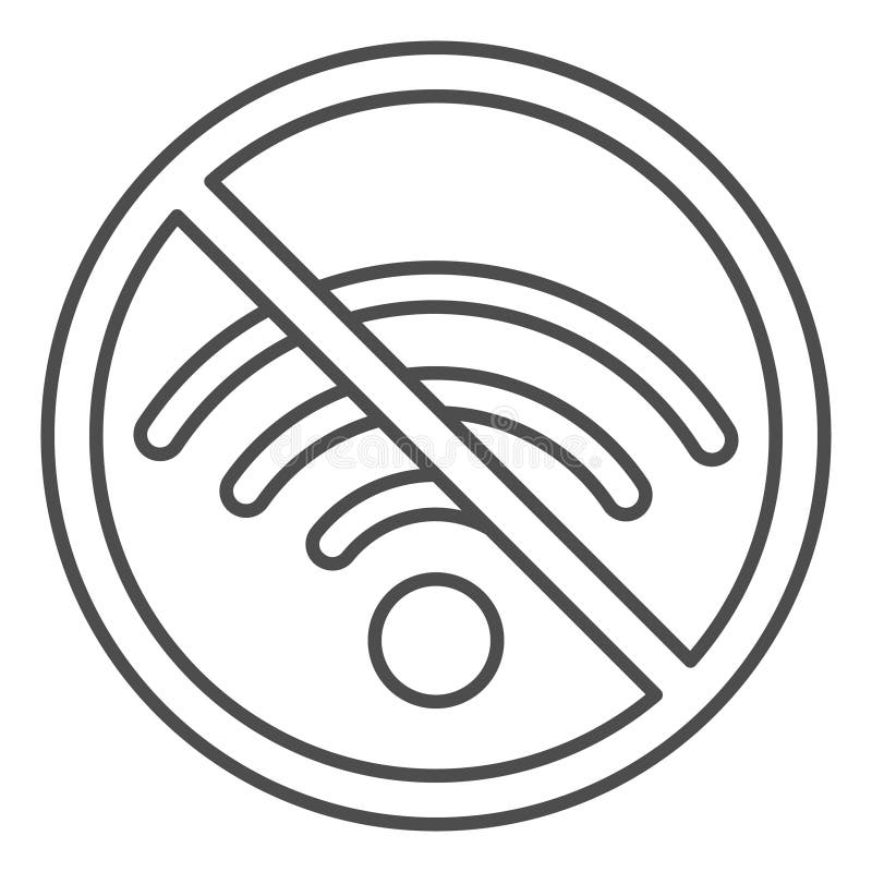 Wireless Connection Ban Thin Line Icon, Prohibited Elements Concept ...