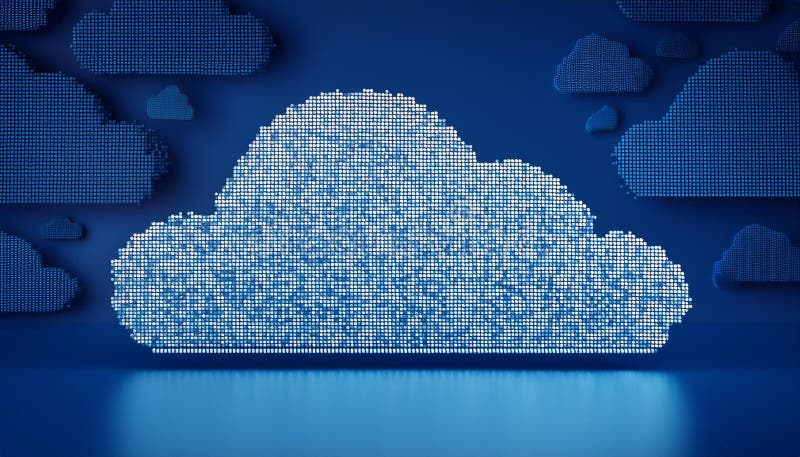Wireless Connection and Cloud Storage Concept with 3D White Cloud Made ...