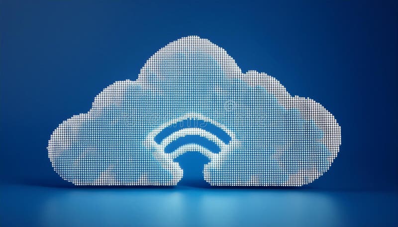 Wireless Connection and Cloud Storage Concept with 3D White Cloud Made ...
