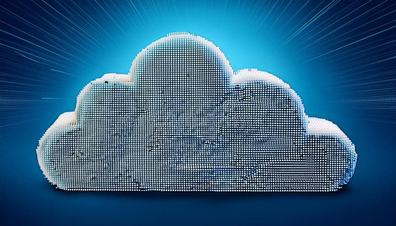 Wireless Connection and Cloud Storage Concept with 3D White Cloud Made ...