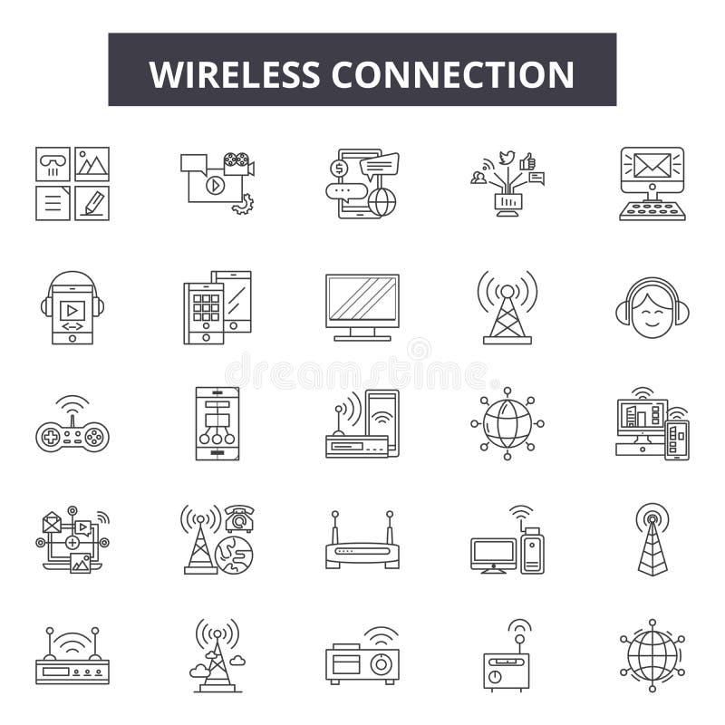 Wireless Connection Line Icons, Signs, Vector Set, Outline Illustration ...