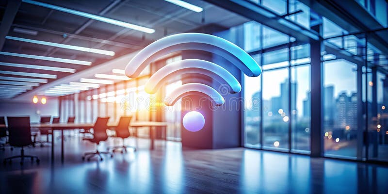 Wireless Connectivity in a Modern Workspace a Detailed 2D Illustration ...