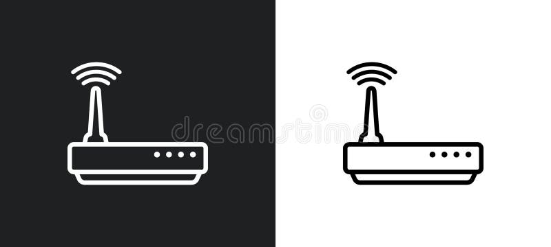 Wireless Connectivity Outline Icon in White and Black Colors. Wireless ...