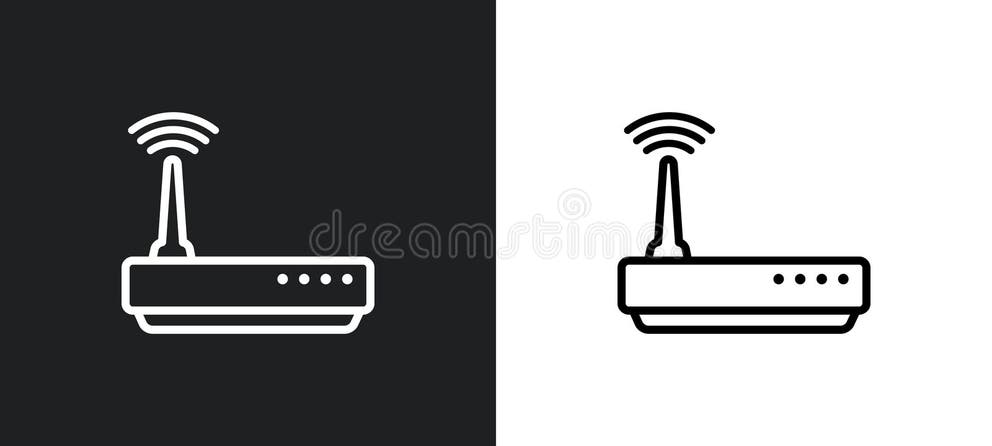Wireless Connectivity Outline Icon in White and Black Colors. Wireless ...
