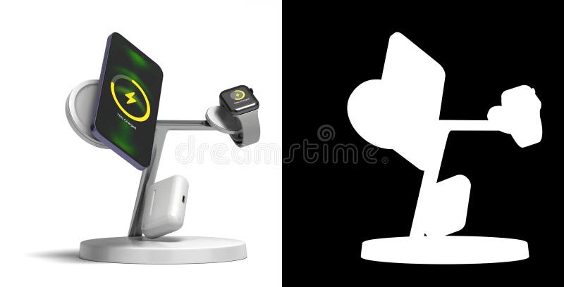 Wireless Device Charger with Smatrphone and Smartwatch 3d Render on ...