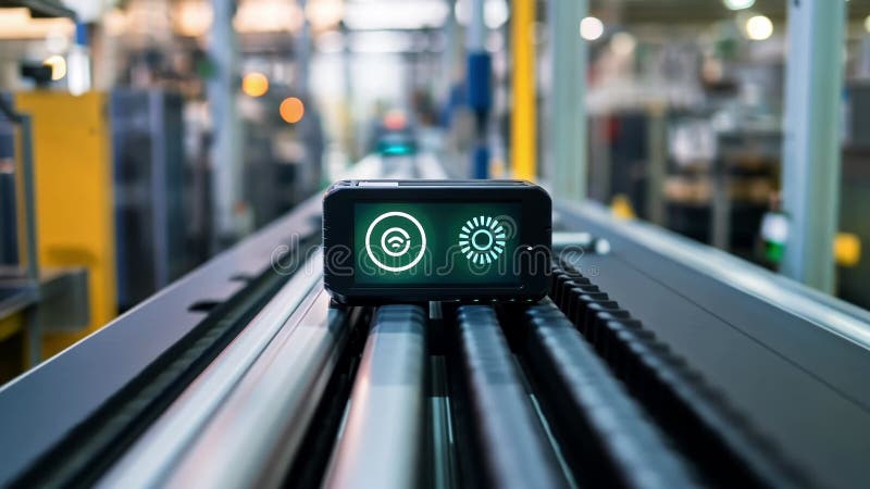 Smart Device Monitoring Production Line Conveyor Belt in Factory Stock ...