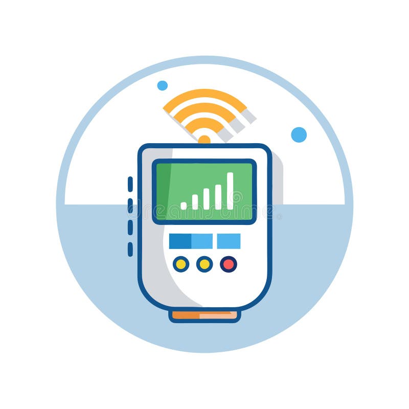 Wireless Device with Signal Strength Indicator and Buttons in Flat ...