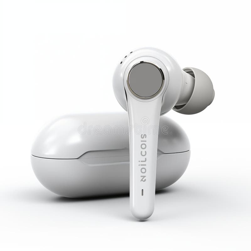 Wireless Earbuds and Charging Case Displayed on a Clean Surface ...