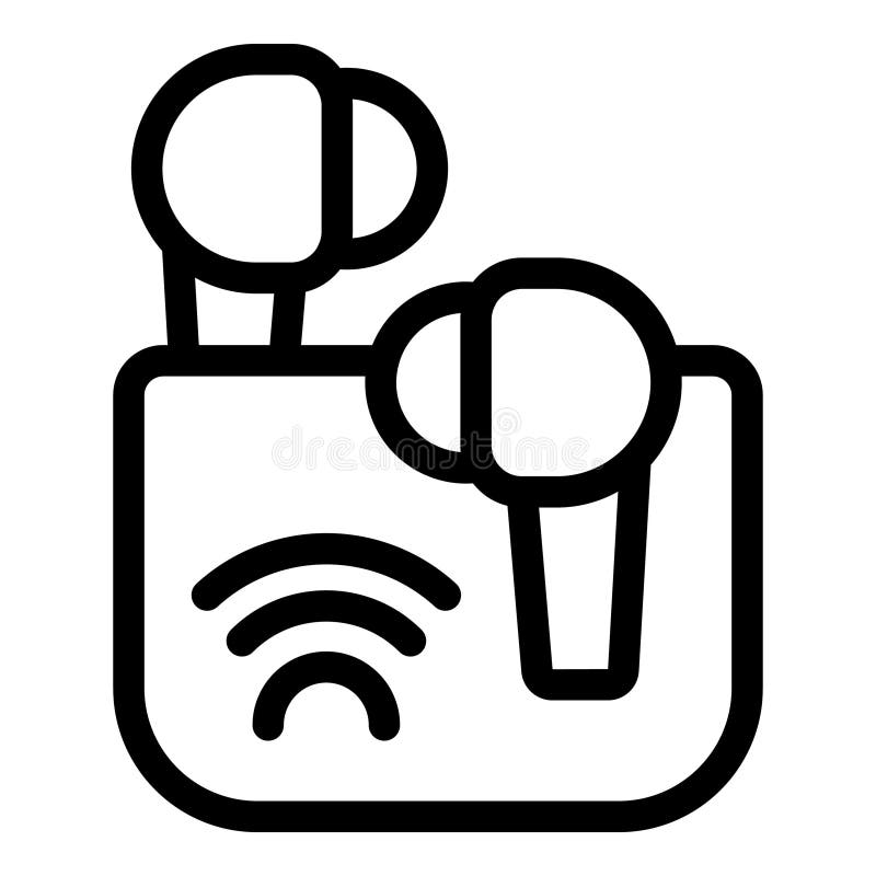 Wireless Earbuds Charging in Case Icon Showing Modern Technology Stock ...