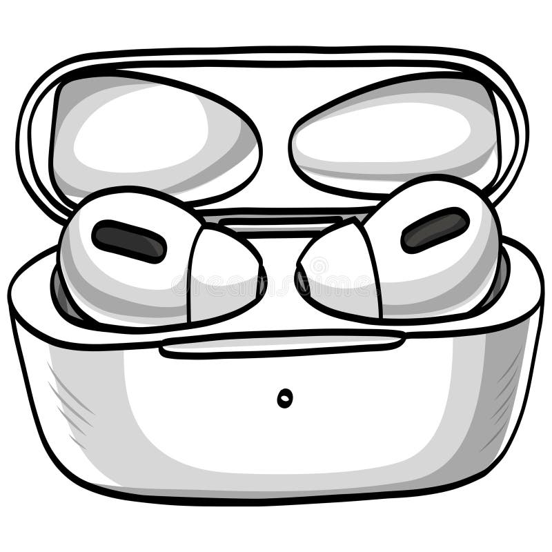 Wireless Earbuds Drawing Vector Illustration Stock Vector ...