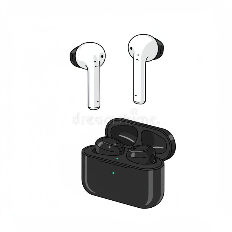 Wireless Earbuds are Illustrated in Two Styles. the Top Features Two ...