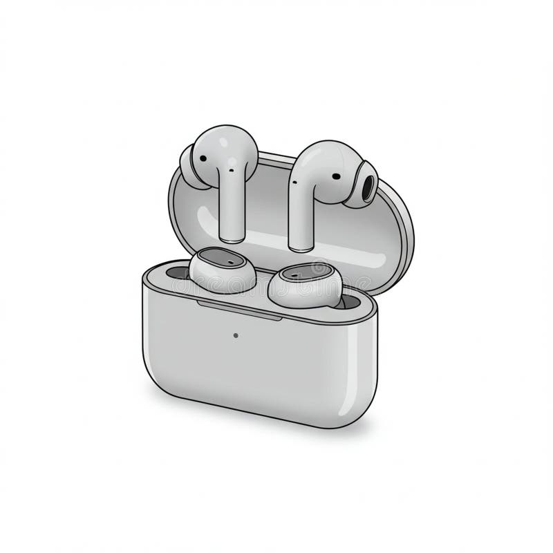 Wireless Earbuds with an Open Charging Case, Featuring a Sleek White ...