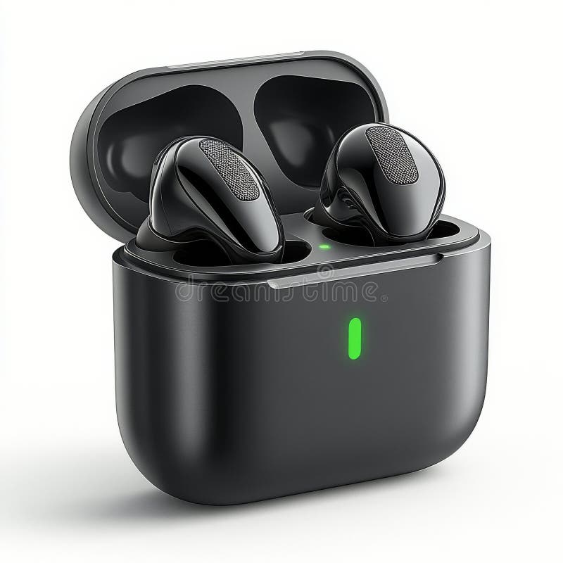 Wireless Earbuds Displayed in Charging Case on a Plain Surface during ...