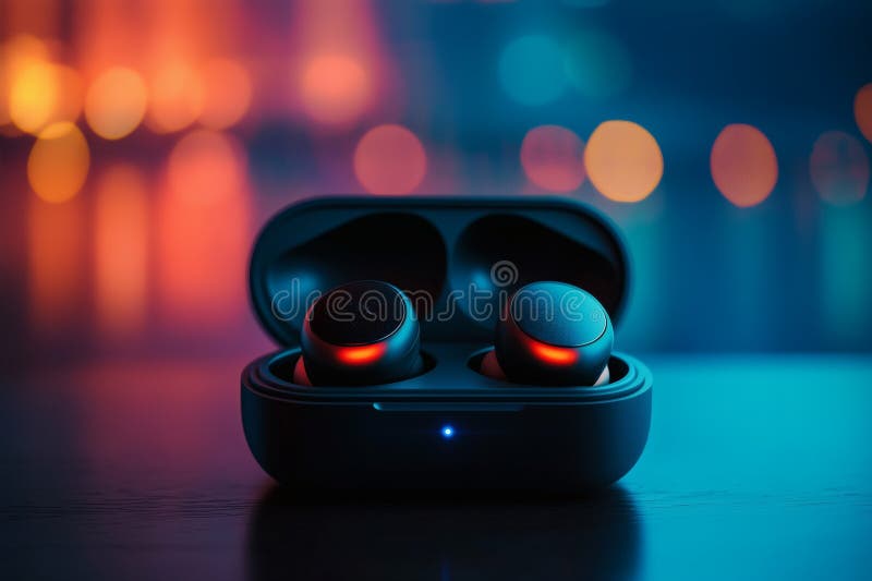 Wireless Earbuds Shine in Colorful Backdrop Generative AI Stock ...