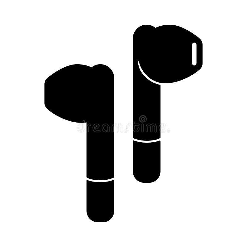 Wireless Earbuds Flat Icon On Blue. Personal Earphone Audio Device With ...